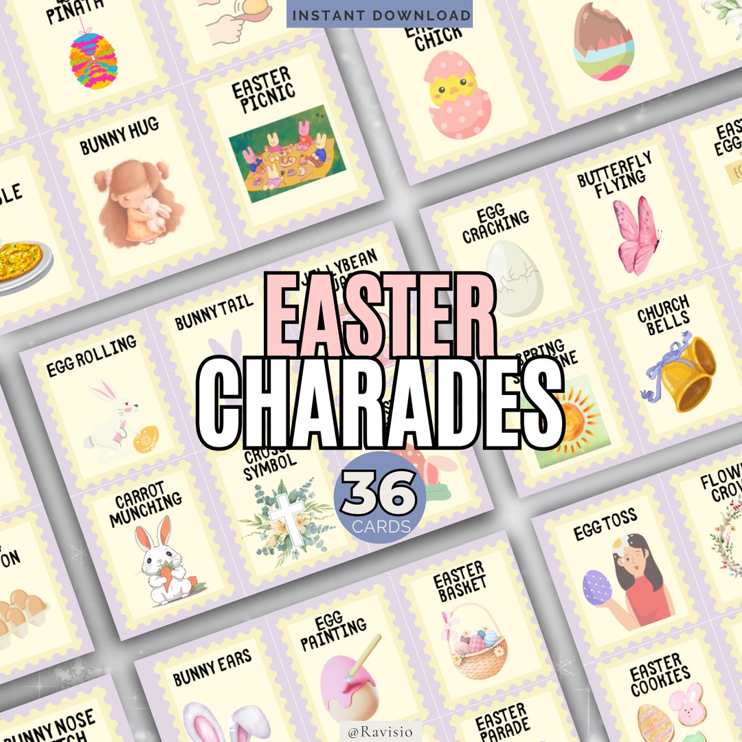 Easter Charades Game Printable Spring Charades Cards Easter Pictionary ...