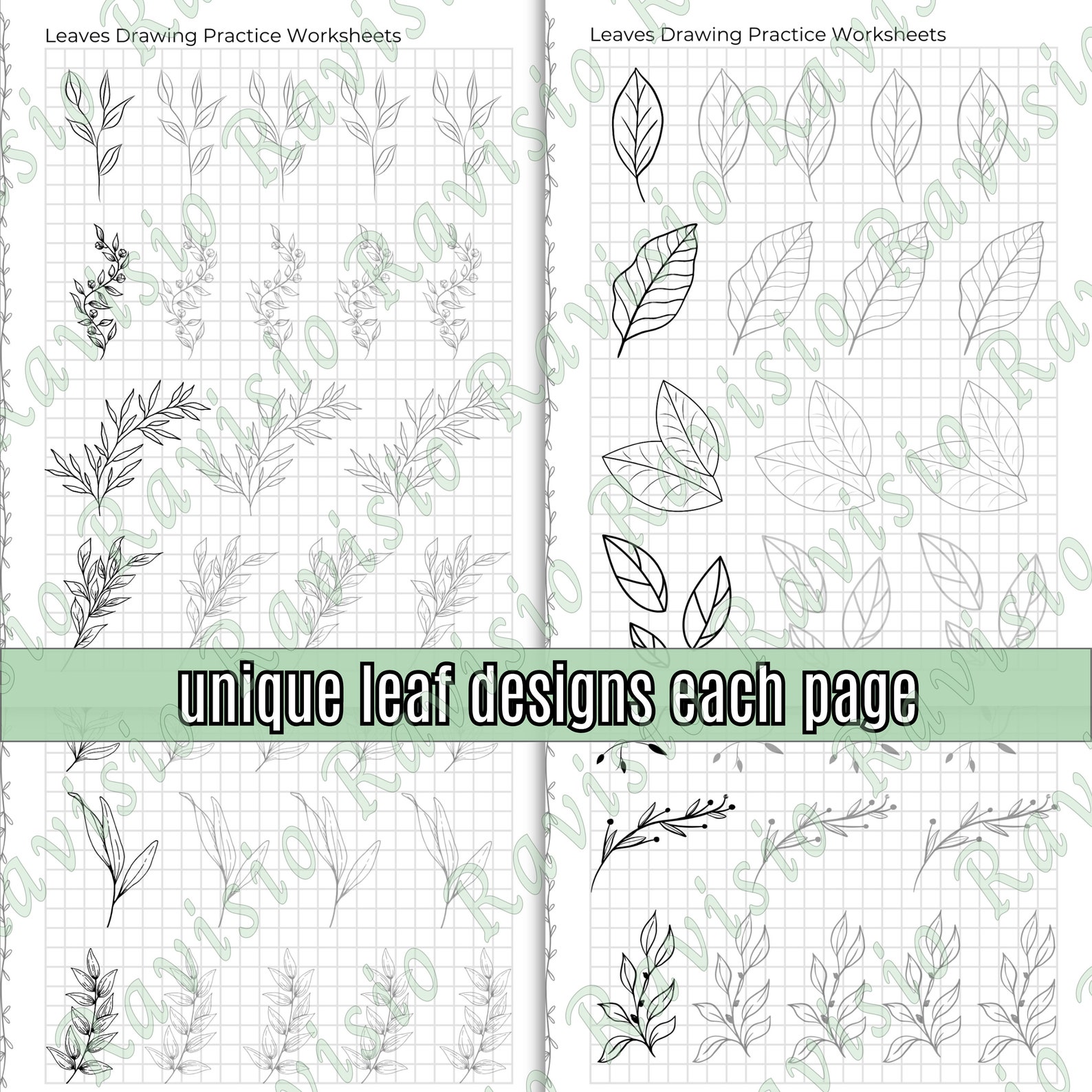 Leaves Drawing Worksheets Printable Leaf Doodle Art Learn How to Draw ...