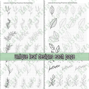 Leaves Drawing Worksheets Printable Leaf Doodle Art Learn How to Draw ...