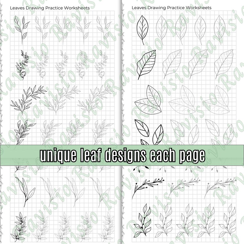 Leaves Drawing Worksheets Printable Leaf Doodle Art Learn How to Draw ...