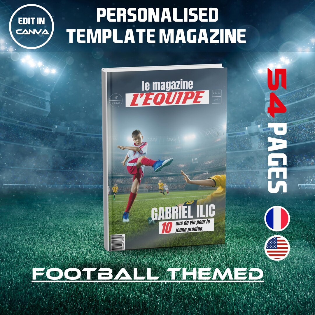 Personalised Kid Magazine Template Football/soccer Themed - Etsy