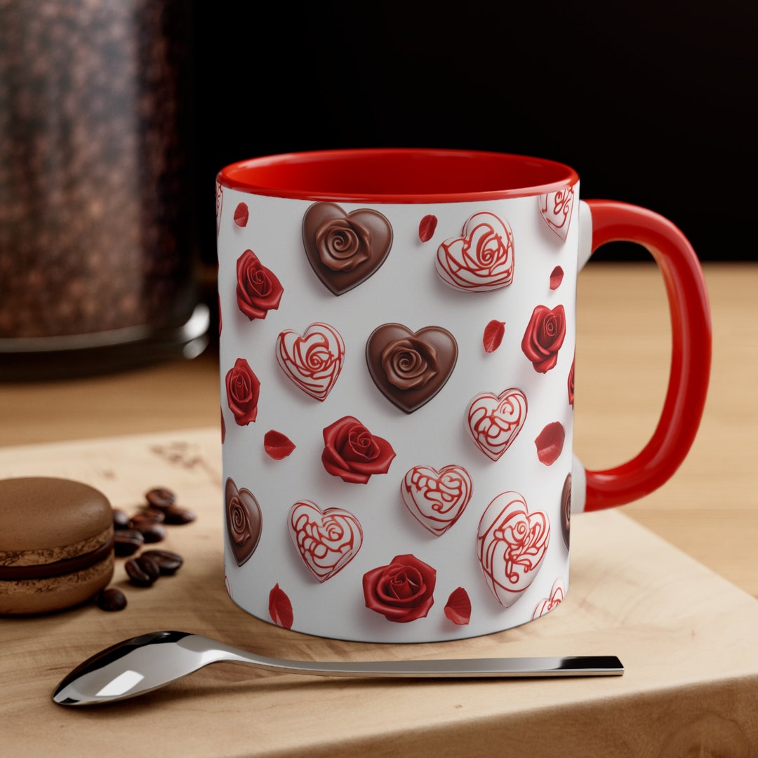 Valentines Day Coffee Mug, Valentines Day Gift, Hearts and Chocolate ...