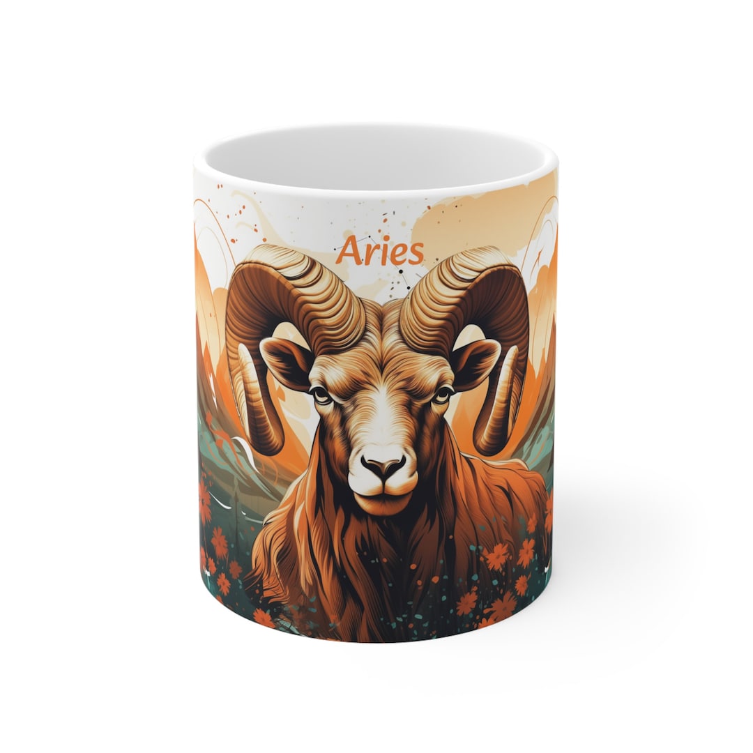 Aries Mug Ram Zodiac Astrology Sign Mugs Animal Art Gifts for Her ...