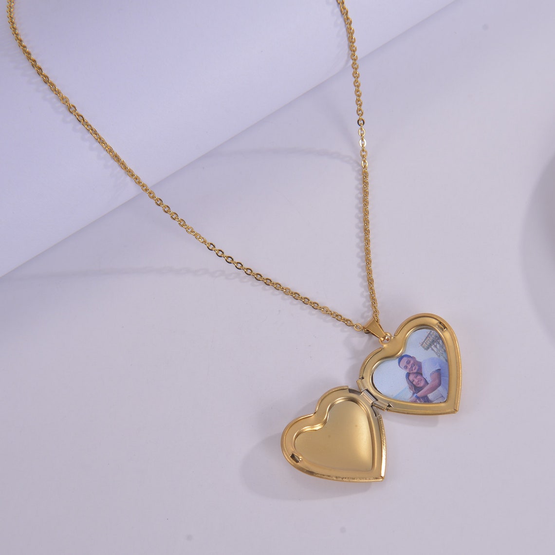 Personalized Heart Photo Locket Necklace: Engraved Foldable Keepsake - Etsy