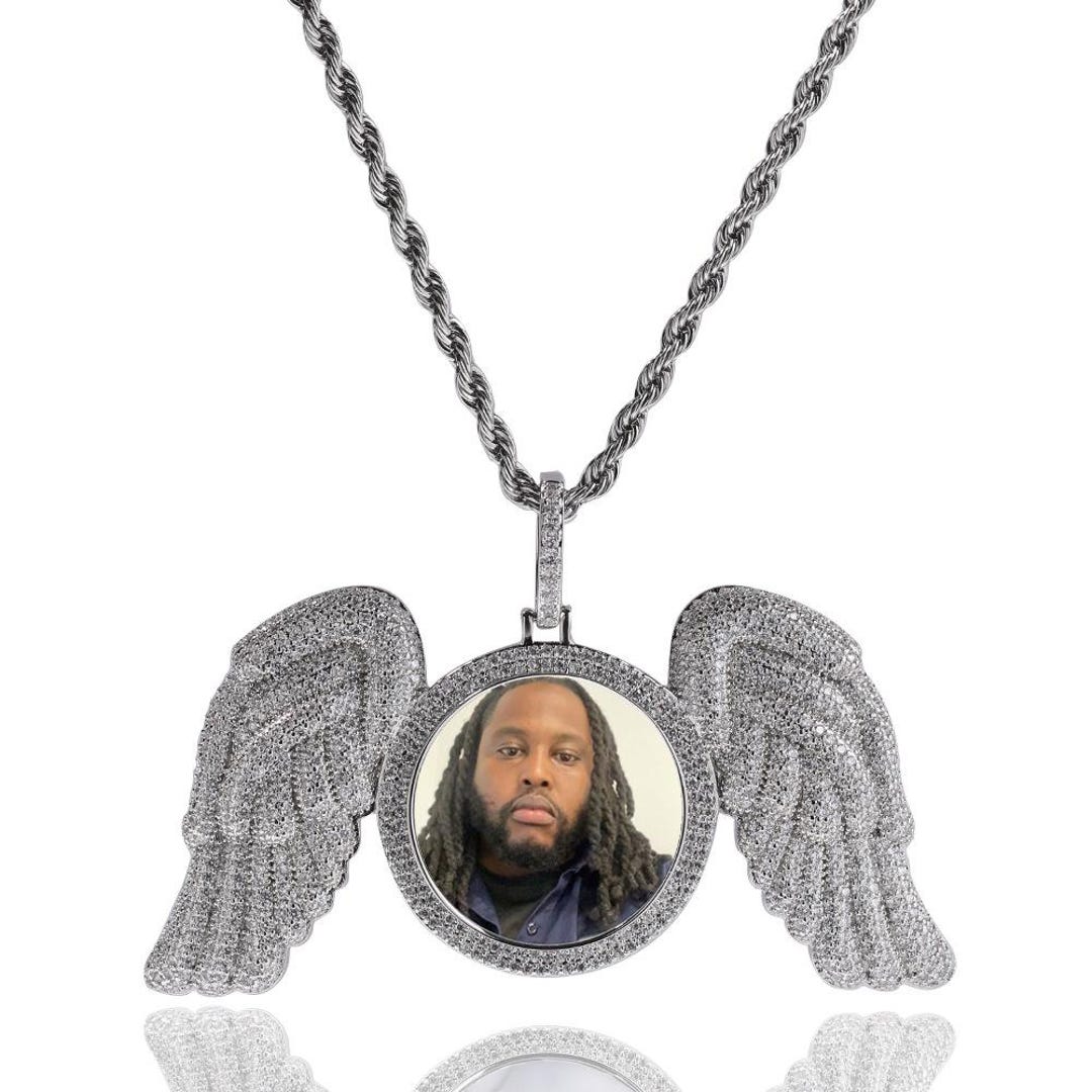 New Angel Wings Photo Necklace, Custom Photo Pendant Angel Wings ...