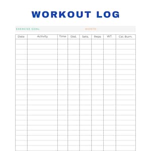 Printable Workout Log (instant Download) - Etsy