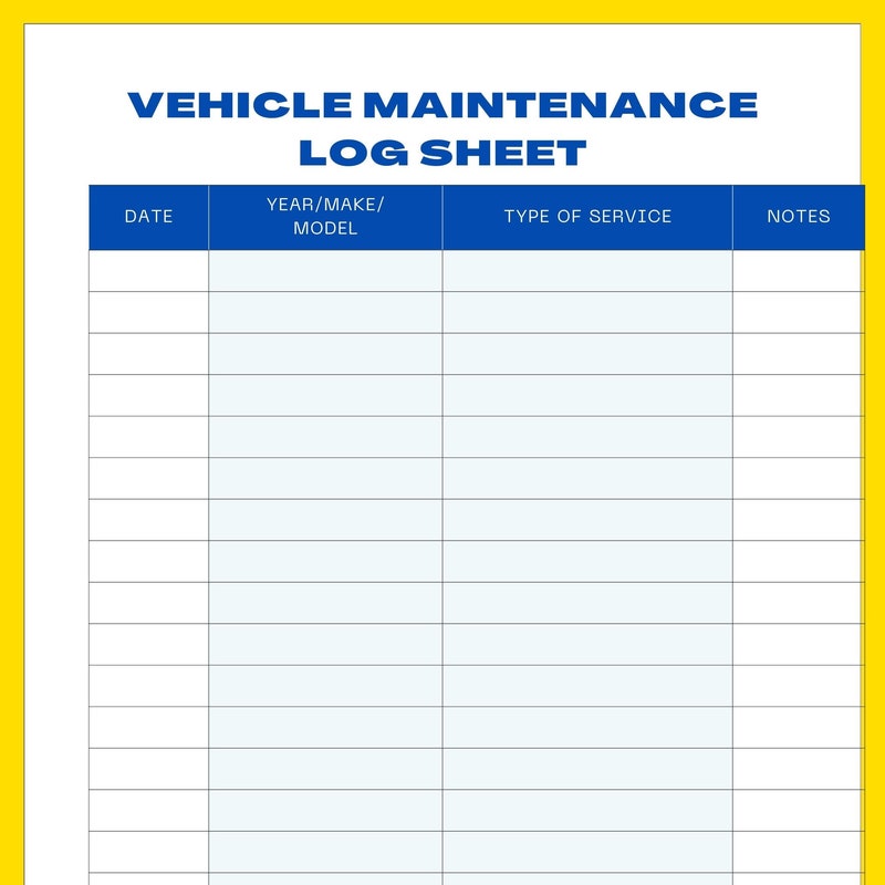 Oil Change Log Sheet - Etsy