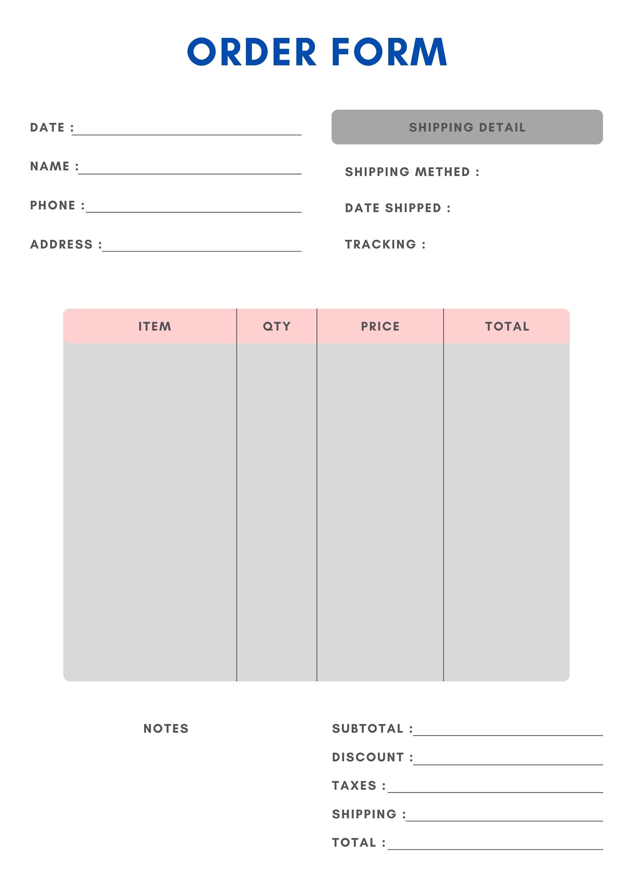 Printable Elegant Product Order Form - Etsy