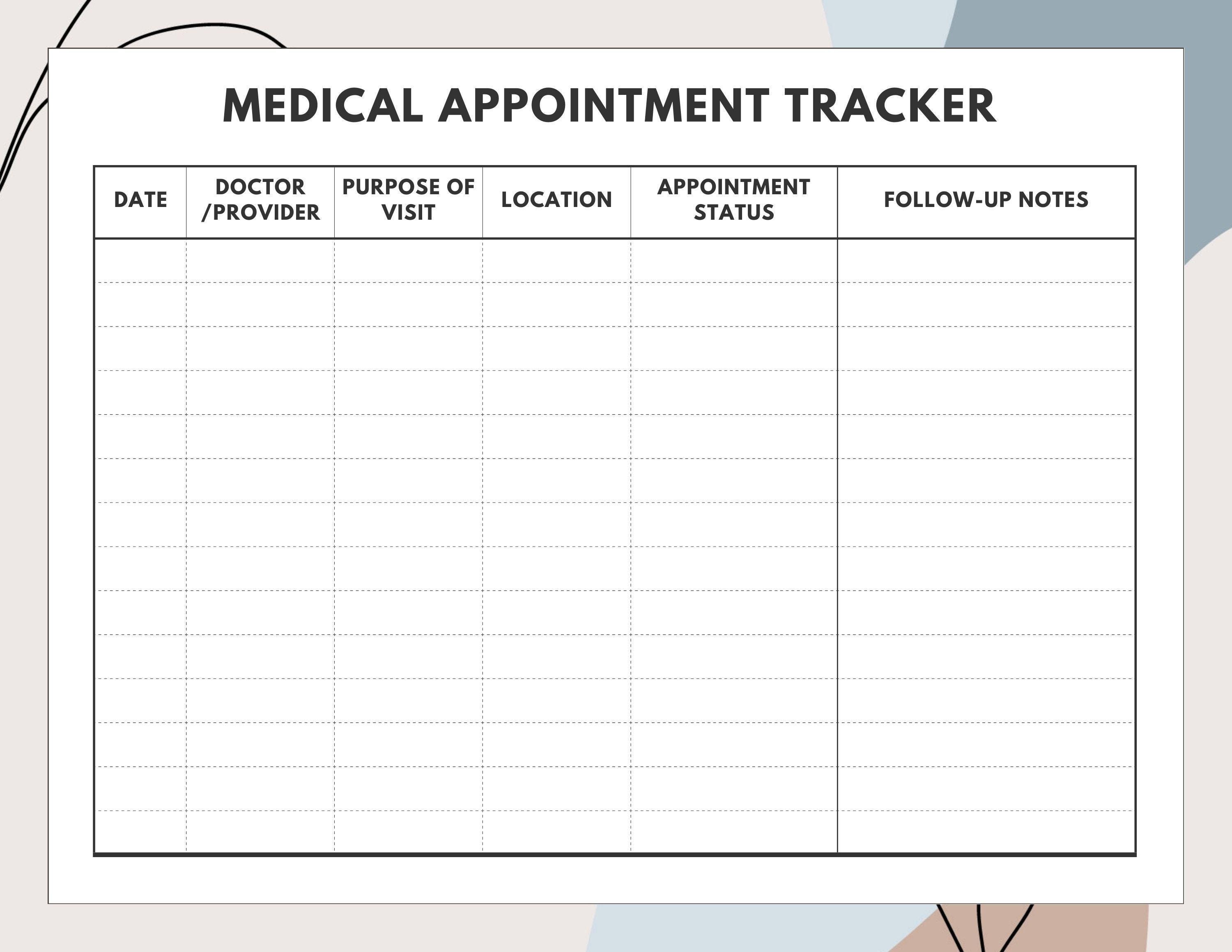 Printable Medical Appointment Tracker - Etsy