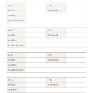 Printable Medical Appointment Log (instant Download) - Etsy