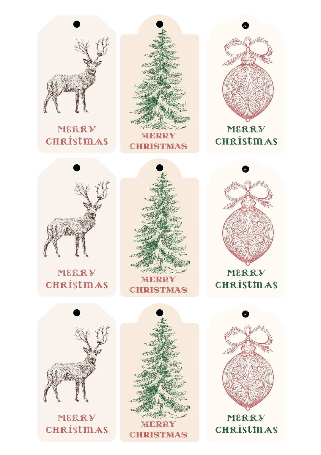 Printable Vintage Christmas Gift Tag Instant Files Download With PDF ...