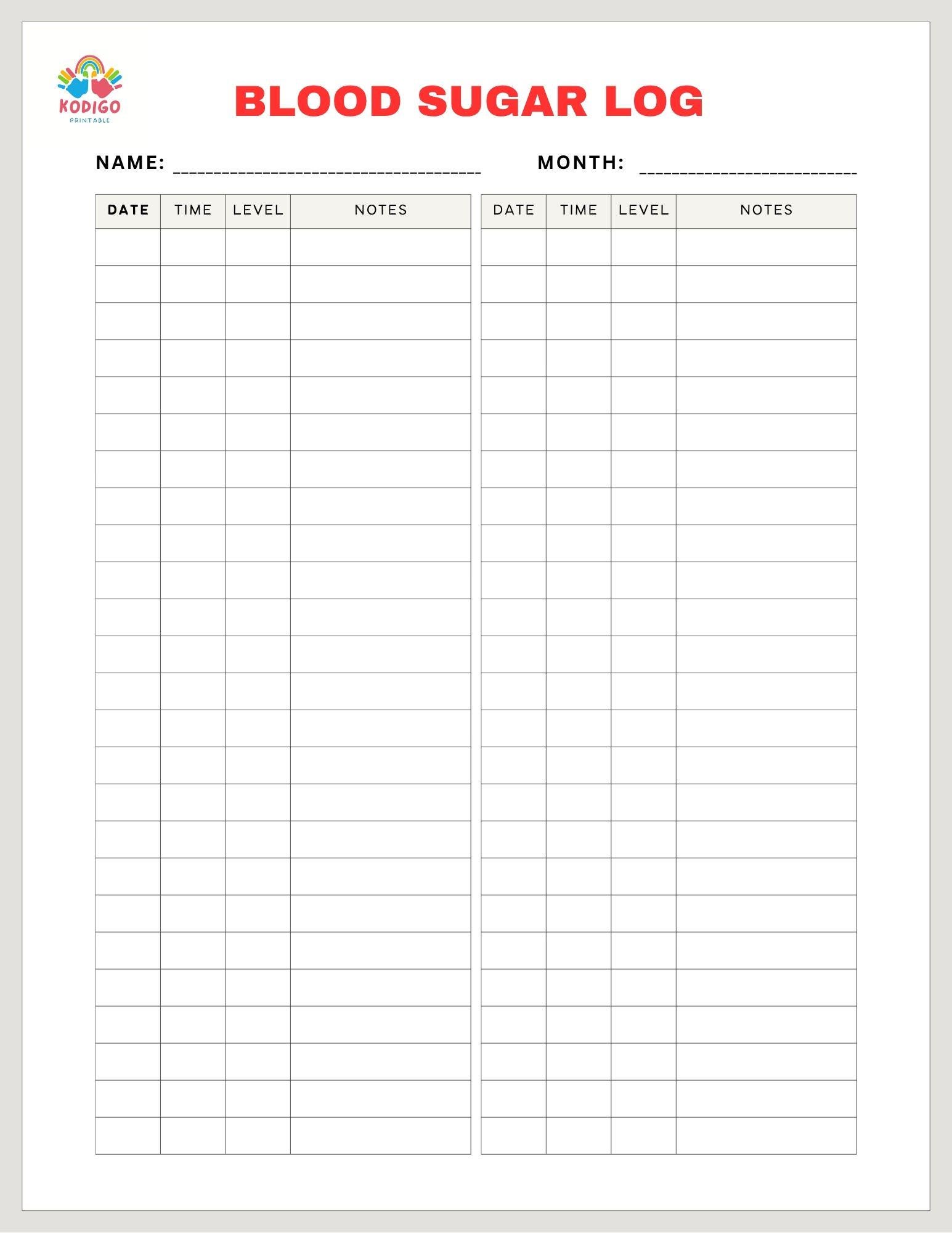 Printable Blood Sugar Tracker Planner -instant Download and Printable ...