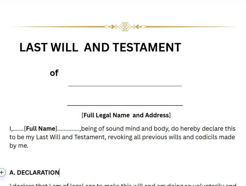 Editable and Printable Last Will and Testament - Control the ...