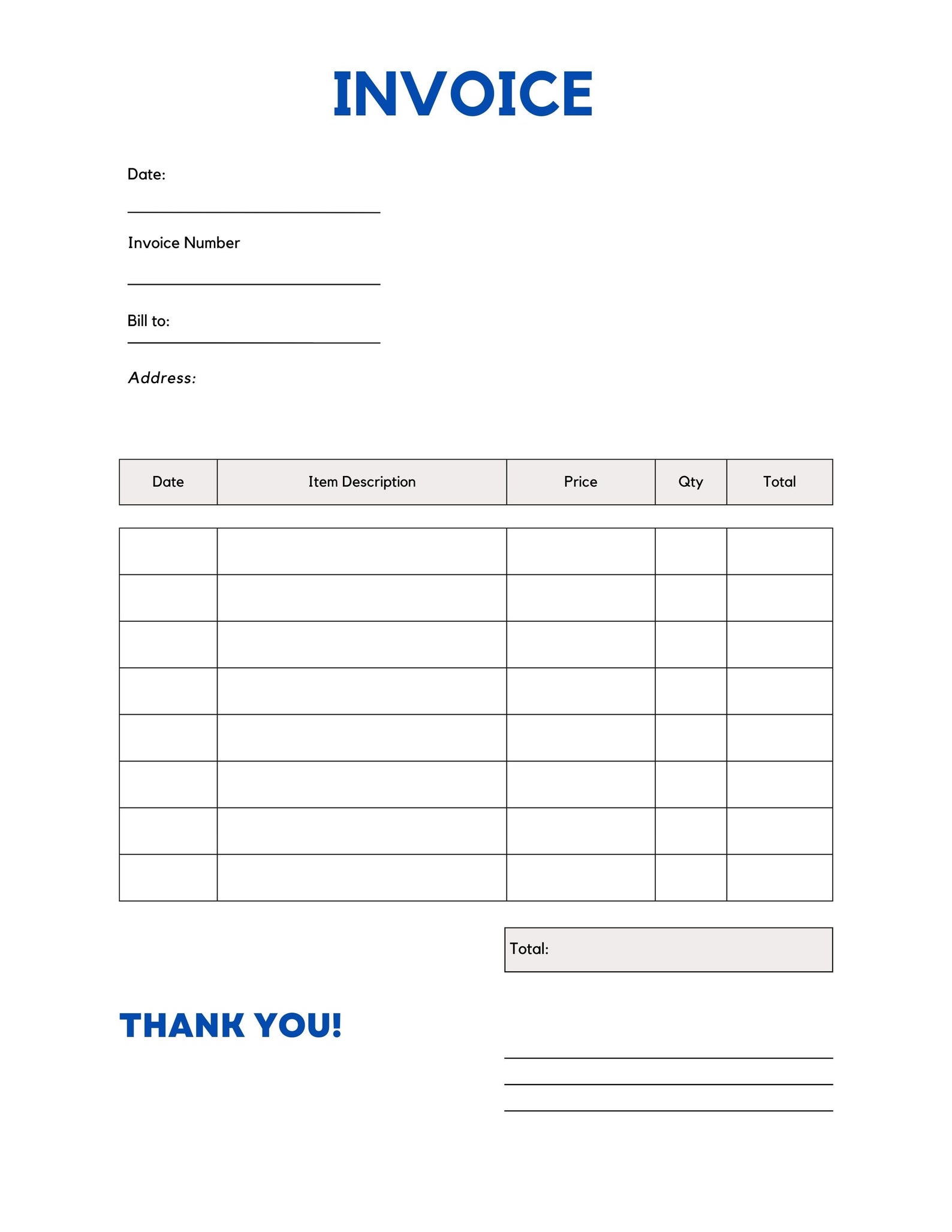 Printable Minimalist Professional Business Invoice - Etsy