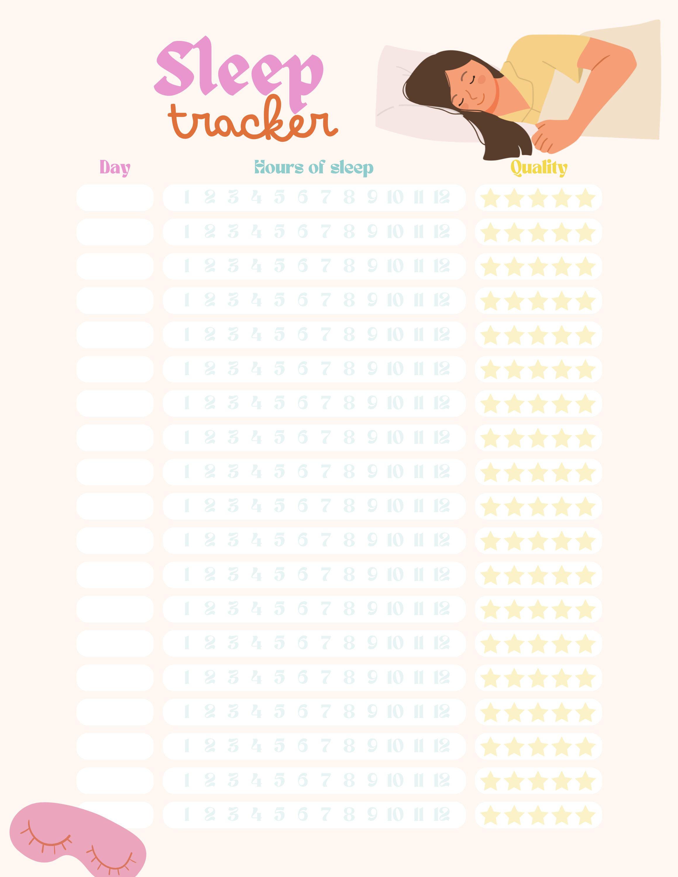 Printable Sleep Tracker Health Planner - Instant Files Download With ...