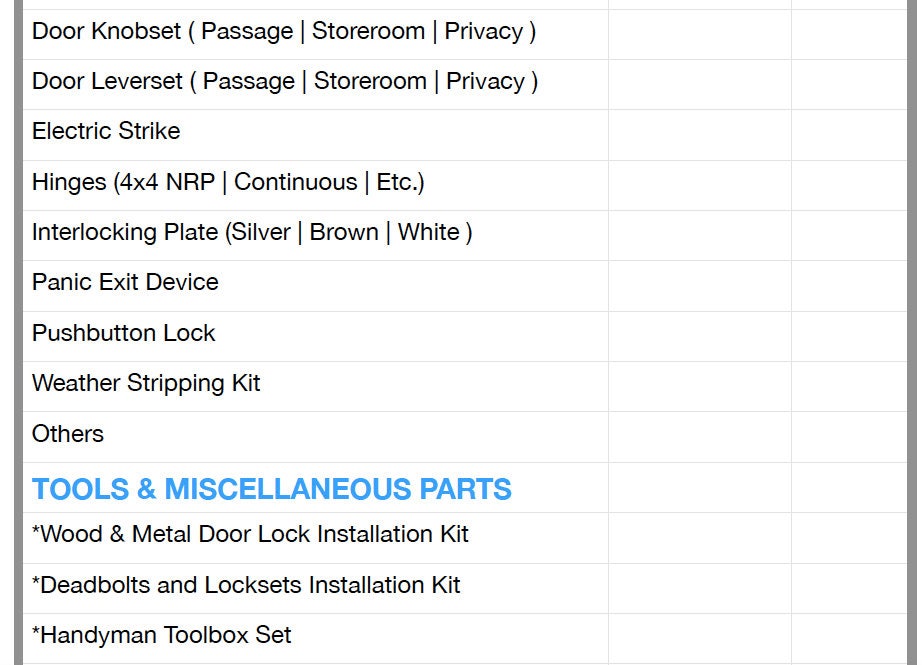 Printable Checklist for Door Hardware Installers or Locksmiths - Etsy
