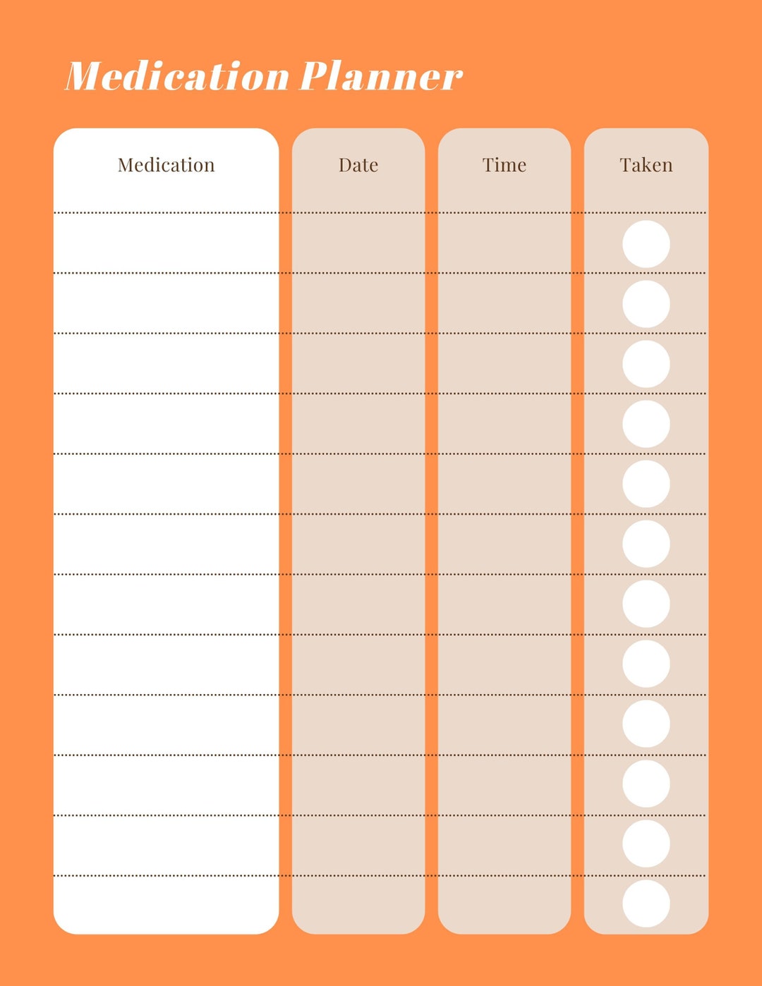 Editable & Printable Medication Planner - PDF and MS Word Formats - Etsy