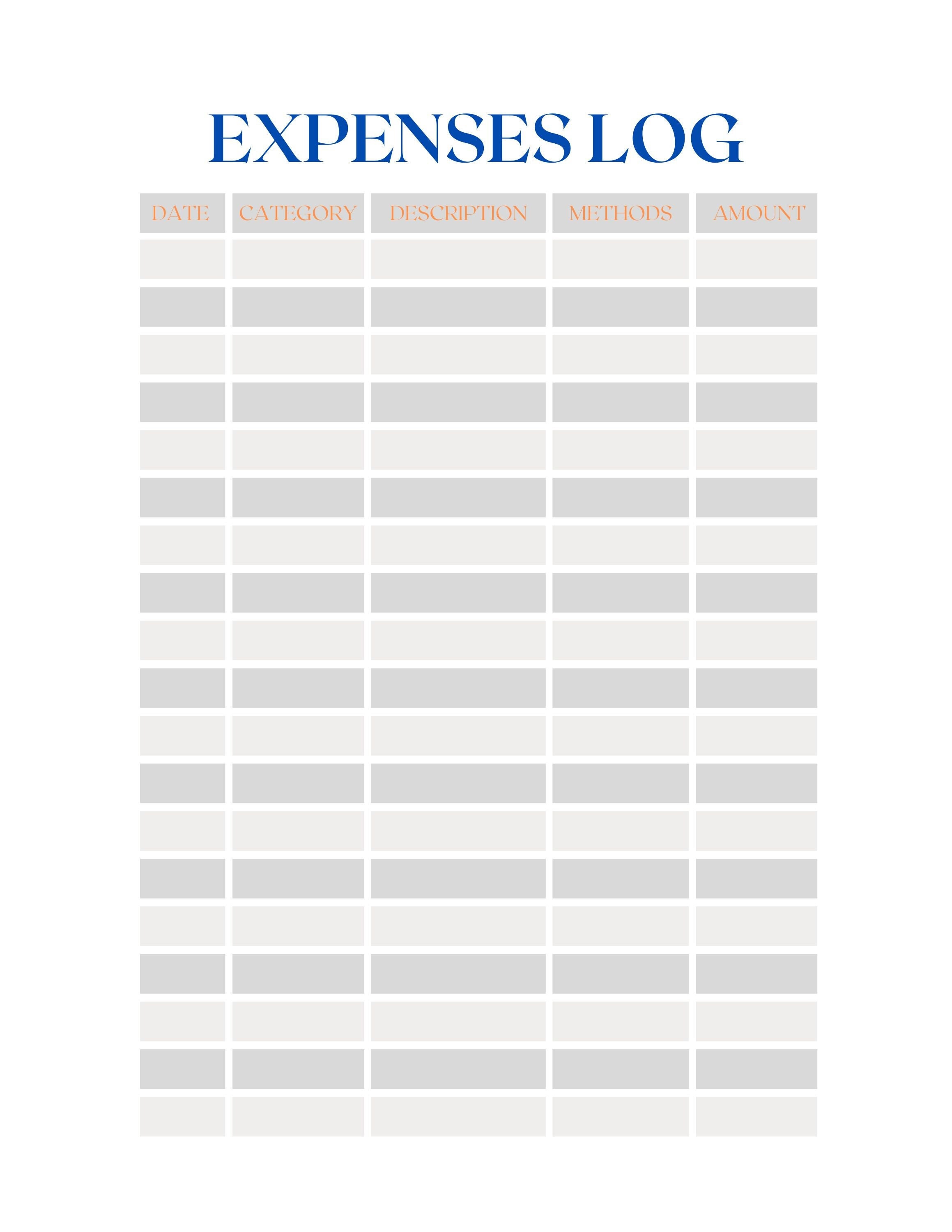 Printable Budget Tracker Expense Log Planner Worksheet (instant ...