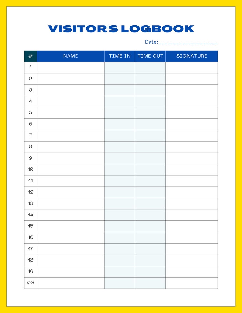 Printable Visitor's Logbook - Etsy