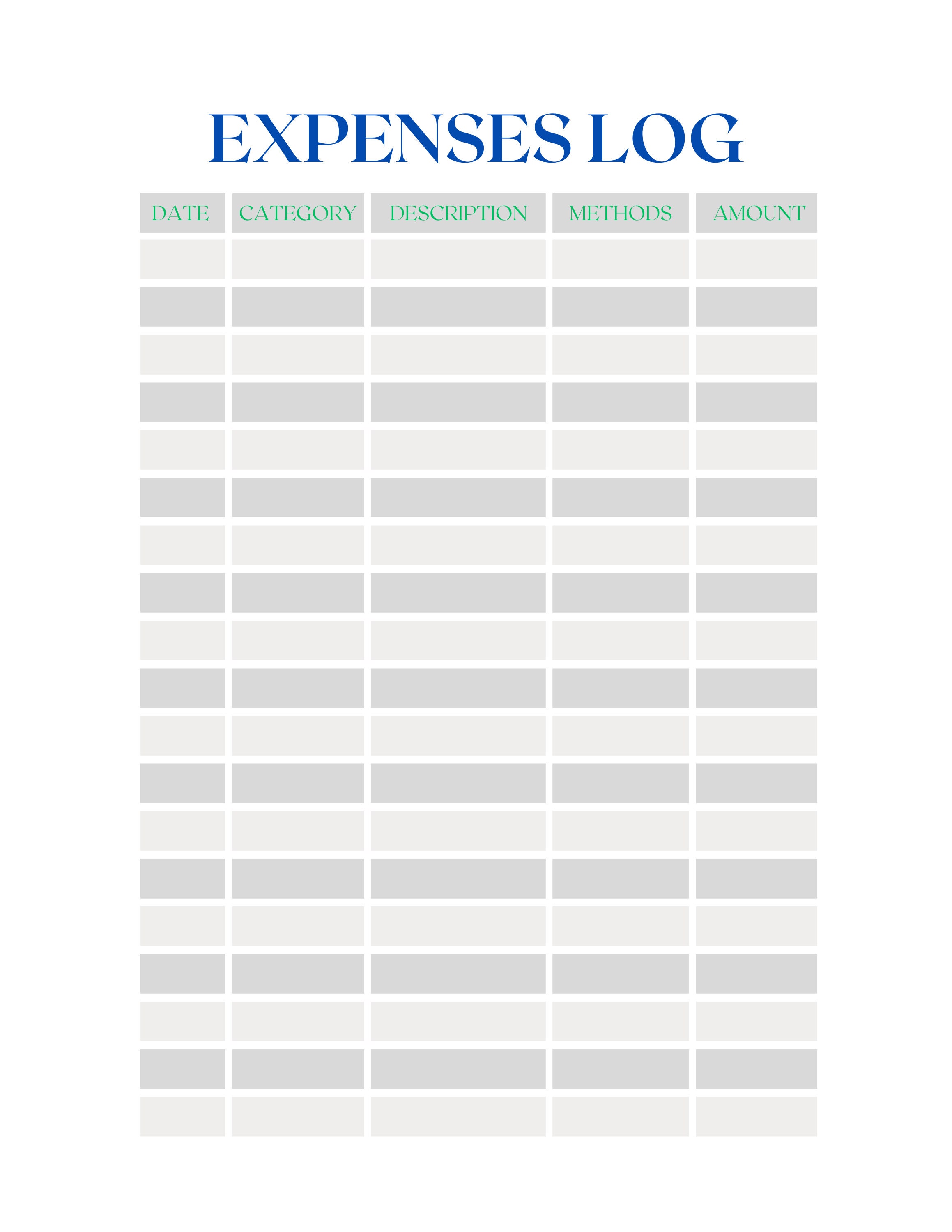 Printable Budget Tracker Expense Log Planner Worksheet (instant ...