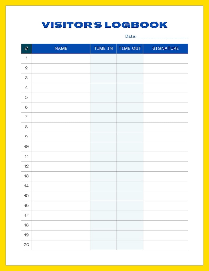 Printable Visitor's Logbook - Etsy