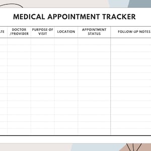 Printable Medical Appointment Tracker - Etsy
