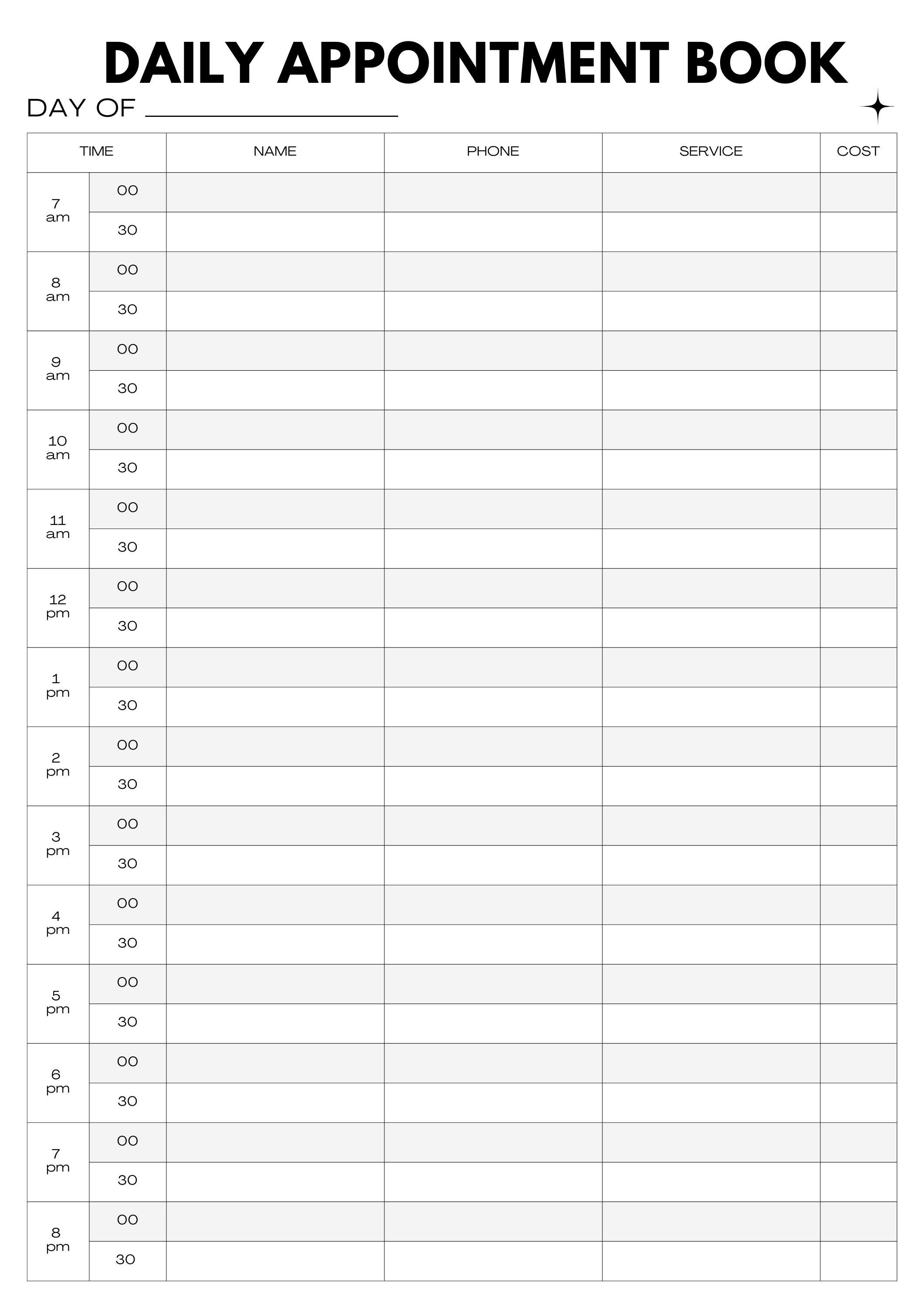 Printable Daily Appointment Book - Etsy