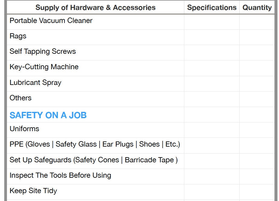 Printable Checklist for Door Hardware Installers or Locksmiths - Etsy