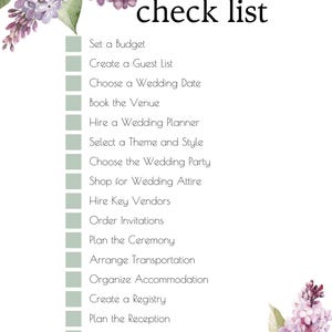 Printable Floral Wedding Checklist; Instant Files Download With PDF ...