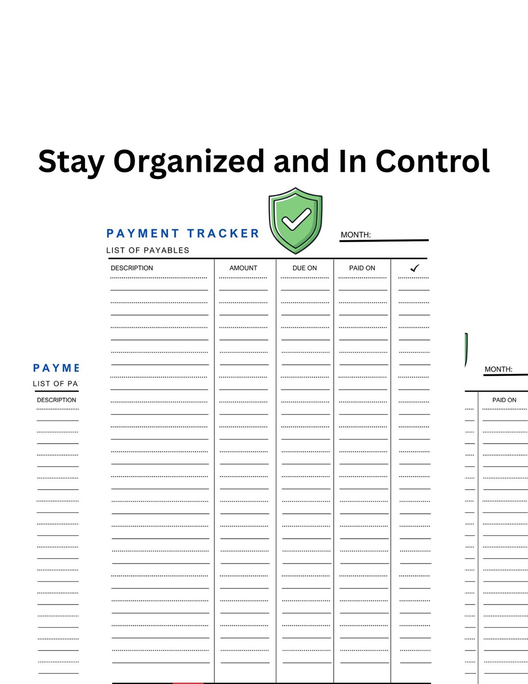 Printable Minimalist Payment Tracker Sheet - Etsy