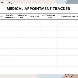 Printable Medical Appointment Tracker - Etsy