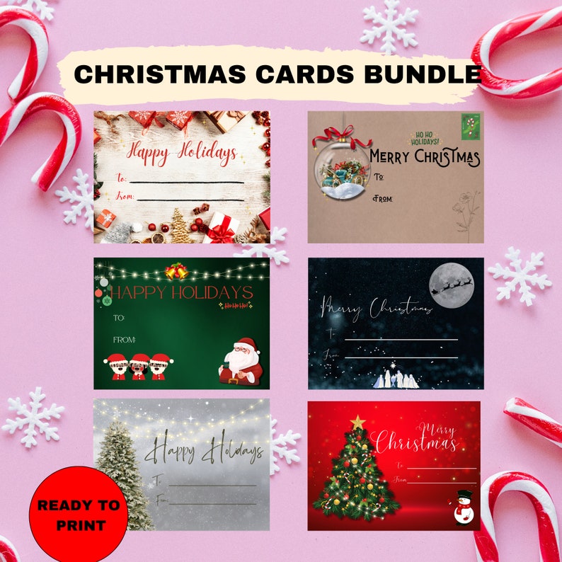 Christmas Cards Bundle Digital Download Holiday Wishes - Etsy