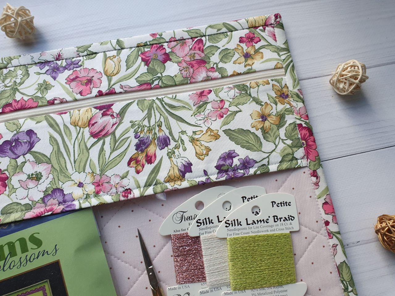 Textile Envelope Summer Flowers, Project Bag, Cross Stitch Project Bag ...