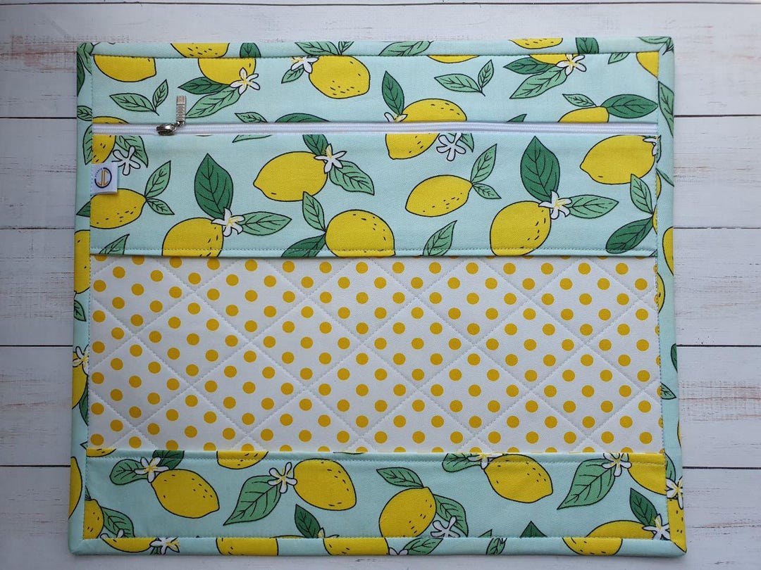 Vinyl-fronted Project Pouch for Cross Stitch Lemon, Craft Supplies ...