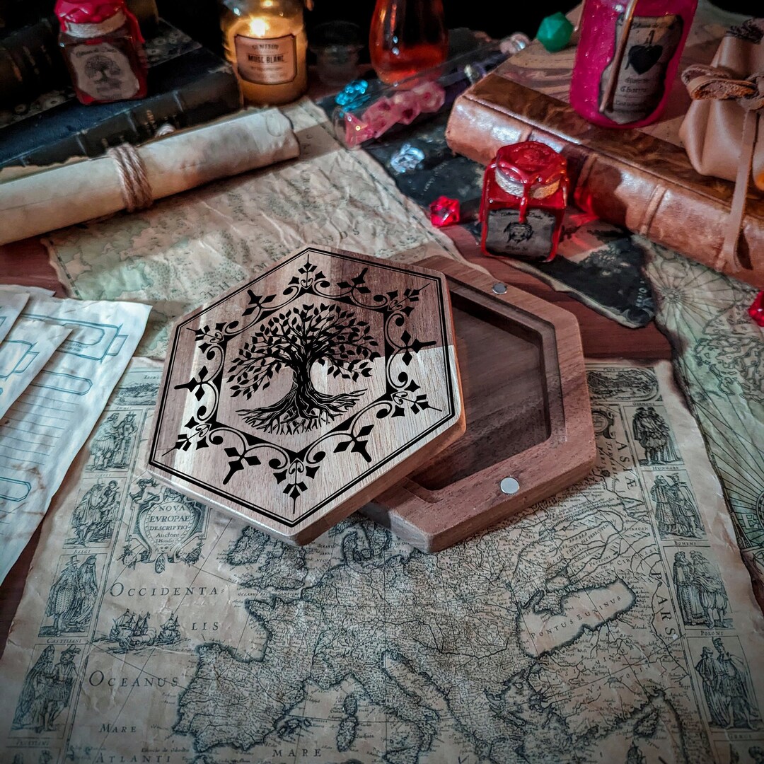 Hexagonal Dice Box World Tree - Etsy