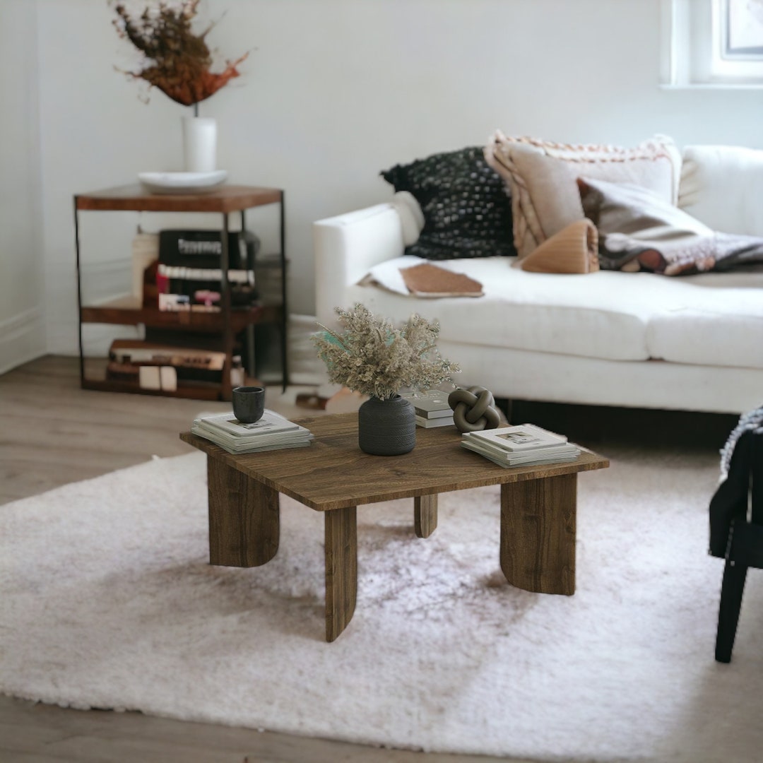 Aesthetic Wooden Coffee Table Low Center Table for Living Room, Home ...