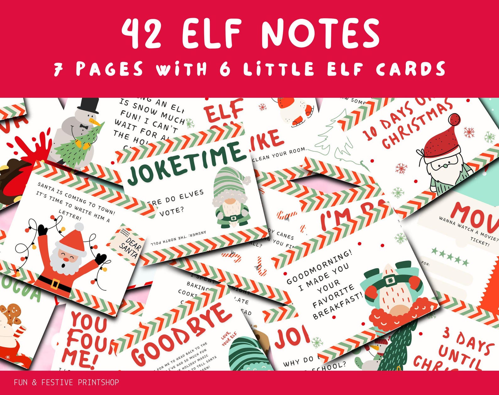 42 Elf Notes - Printable Elf Kit - Elf Note - Elf Mischief Kit - Elf ...