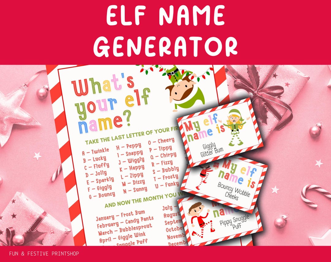 Elf Name Generator - Whats Your Elf Name - Elf Kit Printable - Elf Name ...