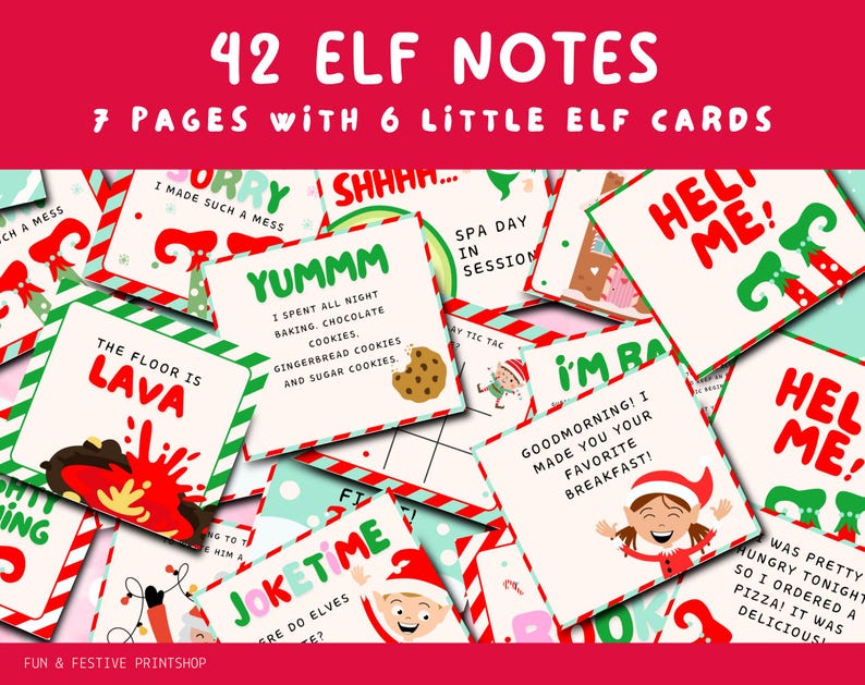42 Elf Notes Printable Elf Kit Elf Note Elf Mischief Kit Elf Letters ...