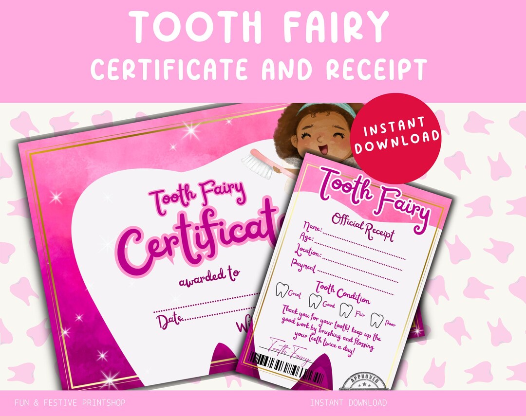 Tooth Fairy Note - Printable Tooth Fairy Certificate - Tooth Fairy ...