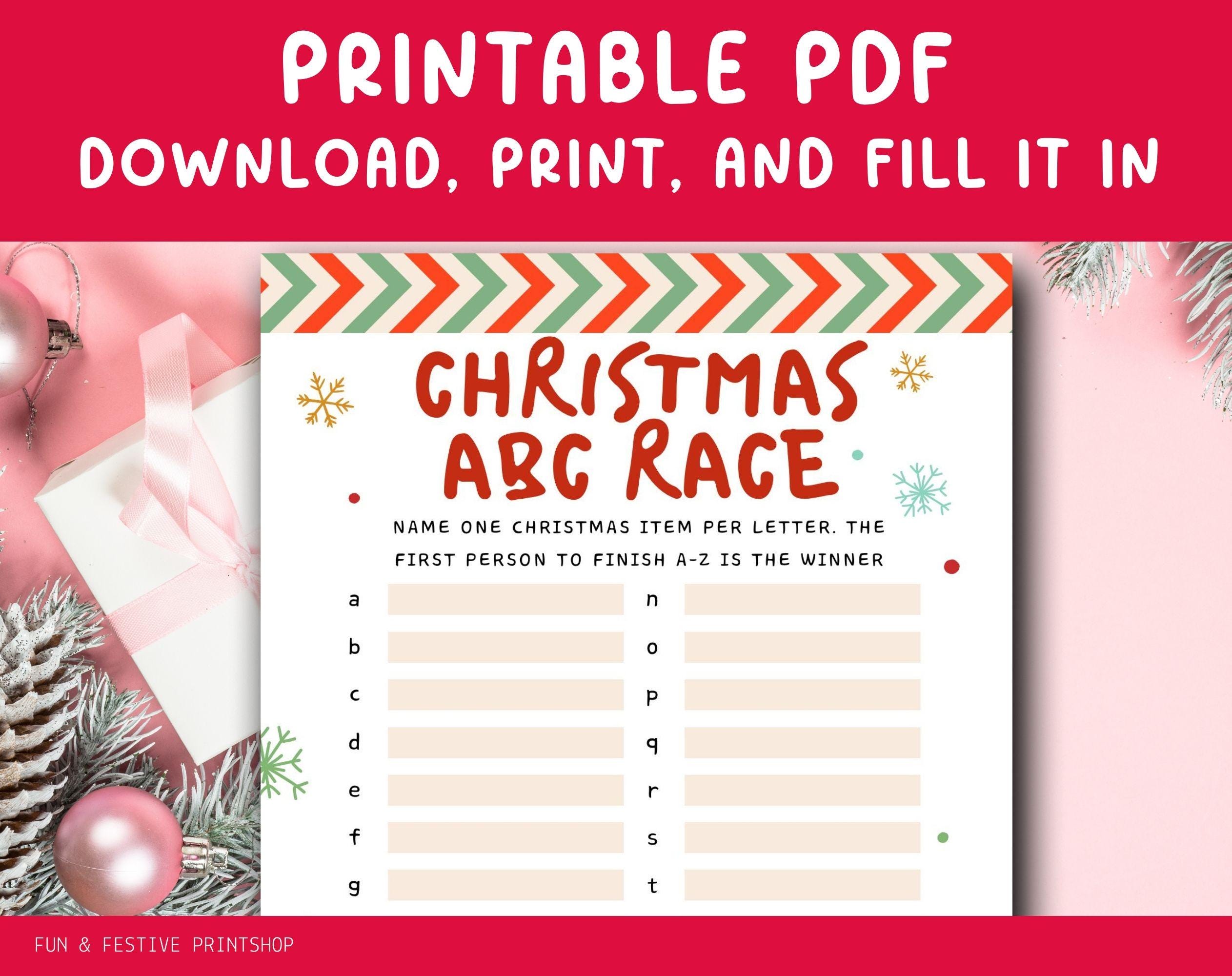 Christmas ABC Race Game - Printable Christmas Game - Holiday Party Game ...