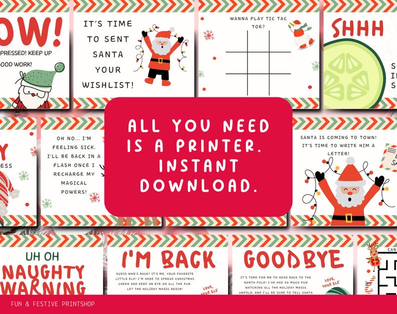 42 Elf Notes - Printable Elf Kit - Elf Note - Elf Mischief Kit - Elf ...