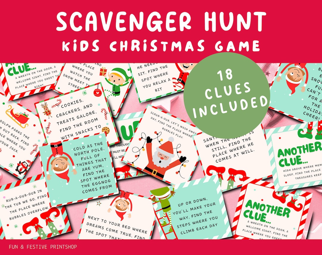 Scavenger Hunt Christmas - Kids Scavenger Hunt - Xmas Scavenger Hunt ...