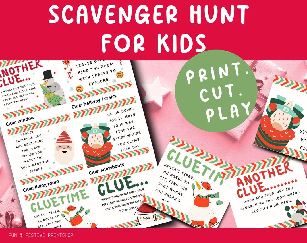 Scavenger Hunt Christmas - Kids Scavenger Hunt - Xmas Scavenger Hunt ...