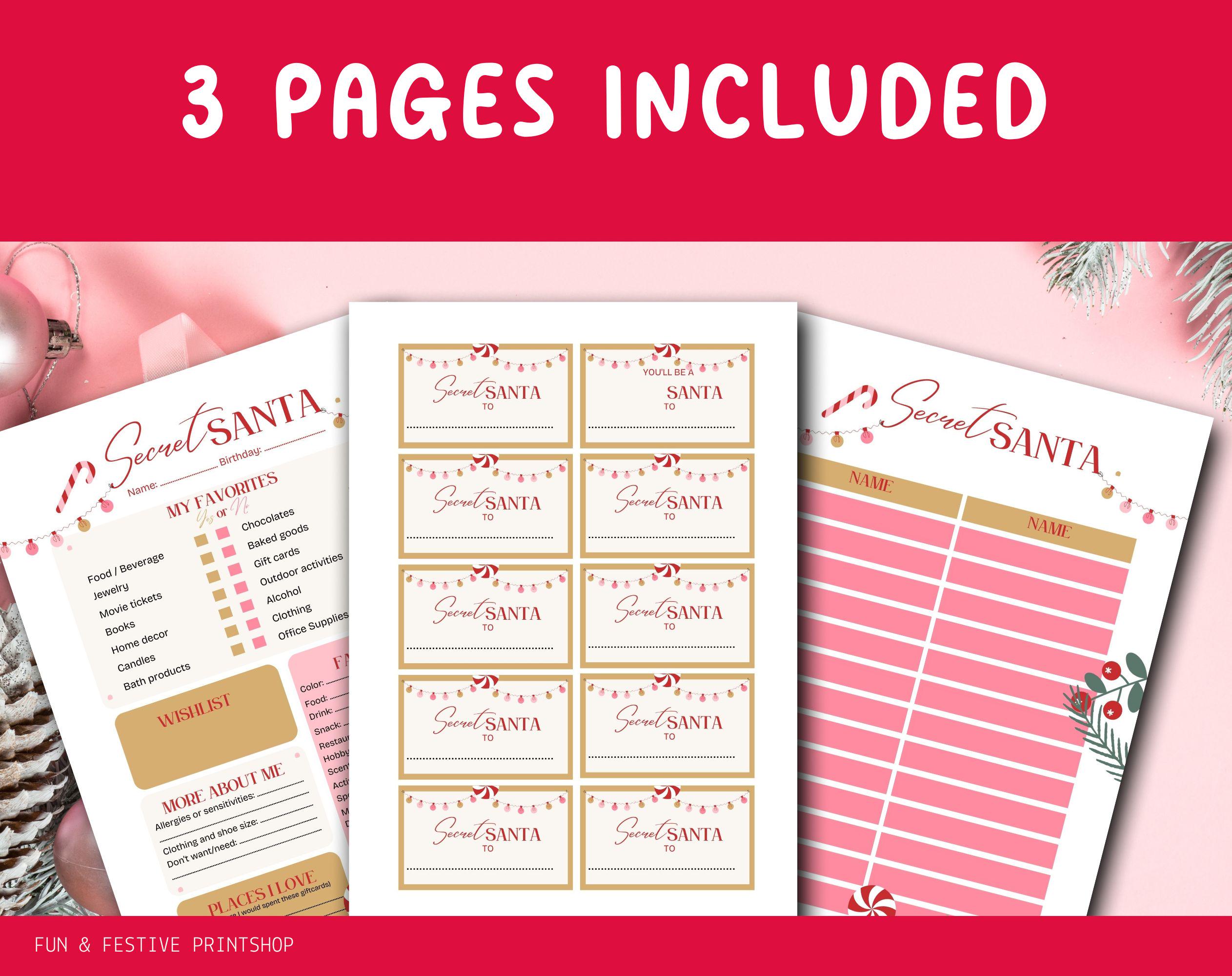 Secret Santa Gift Exchange - Printable Secret Santa Questionnaire ...