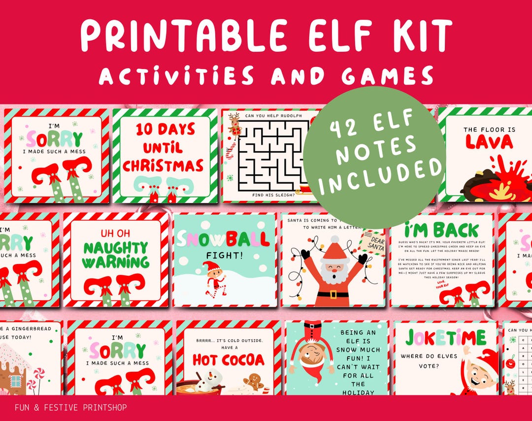42 Elf Notes - Printable Elf Kit - Elf Note - Elf Mischief Kit - Elf ...