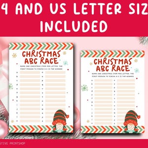 Christmas ABC Race Game - Printable Christmas Game - Holiday Party Game ...