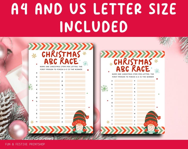 Christmas ABC Race Game - Printable Christmas Game - Holiday Party Game ...