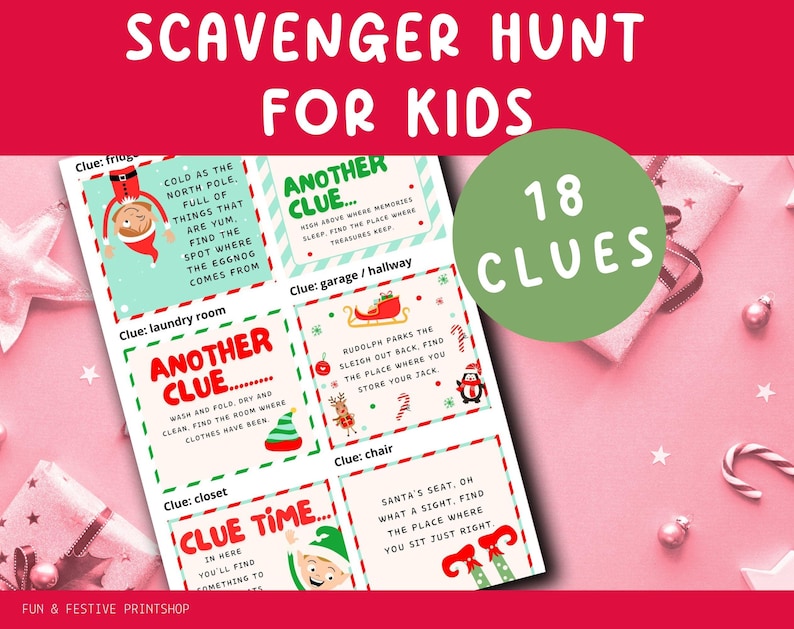 Scavenger Hunt Christmas - Kids Scavenger Hunt - Xmas Scavenger Hunt ...