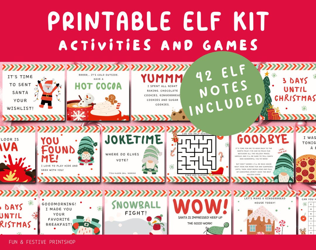 42 Elf Notes - Printable Elf Kit - Elf Note - Elf Mischief Kit - Elf ...